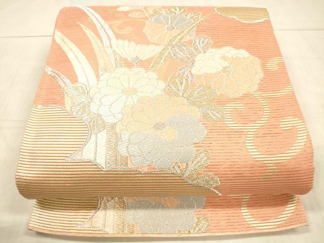 平和屋着物＊夏物　六通柄袋帯　唐織　花唐草文　金銀糸　正絹　逸品　DAAX0249cm