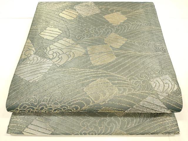 平和屋着物＊夏物　九寸開き名古屋帯　立波文　金銀糸　逸品　DAAX0257cm