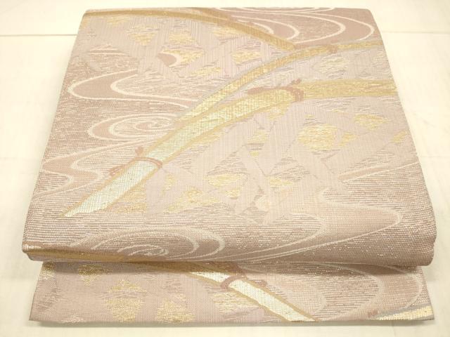 平和屋着物＊夏物　六通柄袋帯　流水籬文　金糸　正絹　逸品　DAAX0269cm