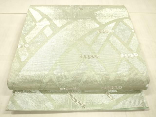 平和屋着物＊夏物　六通柄袋帯　抽象文様　銀糸　正絹　逸品　DAAX0275cm