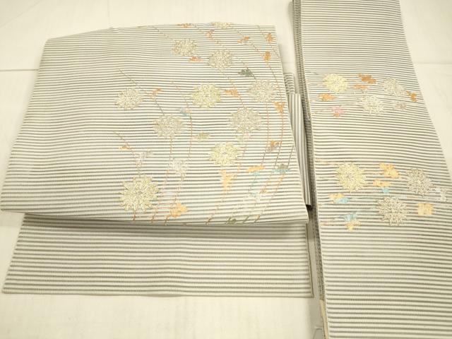 平和屋着物＊夏物　絽綴れ　つけ帯　草花文　金銀糸　正絹　逸品　DAAX0280cm