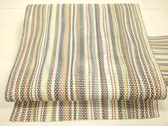 平和屋着物＊夏物　八寸名古屋帯　間道　正絹　逸品　DAAX0281cm