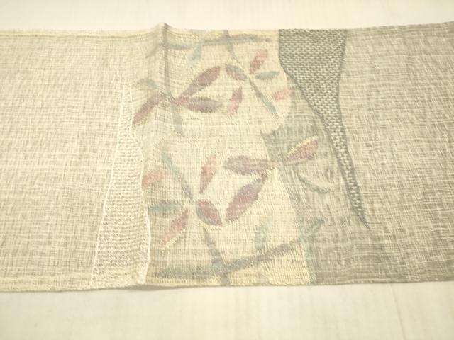 平和屋着物＊夏物 太鼓柄袋帯 草葉文 金銀糸 正絹 逸品 DAAX0287cm