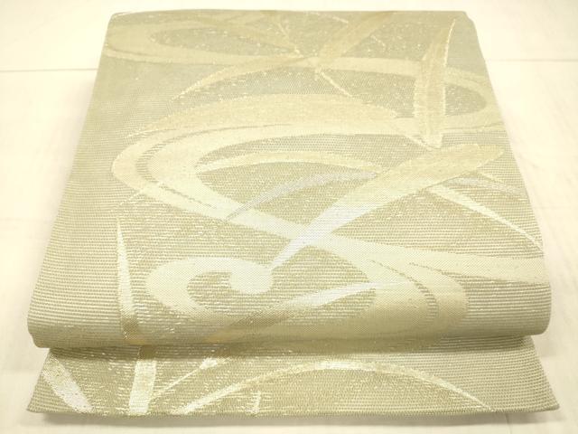 平和屋着物＊夏物　六通柄袋帯　流水草葉文　金銀糸　正絹　逸品　DAAX0310cm
