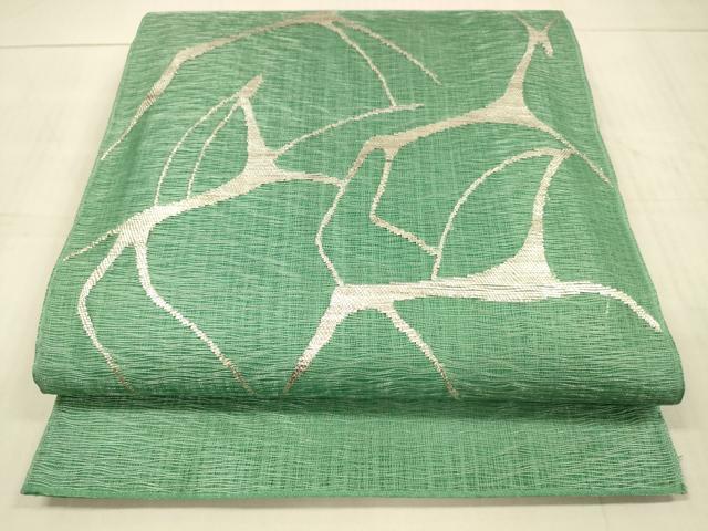 平和屋着物＊夏物　太鼓柄袋帯　鹿　銀糸　正絹　逸品　DAAX0321cm