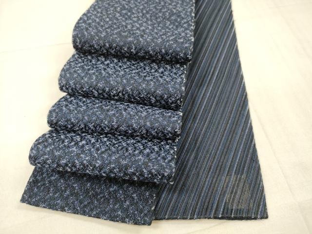 平和屋着物●男性　両面　角帯　霞文　斜線文　正絹　逸品　DAAX0397cm