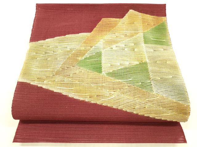 平和屋着物＊夏物　絽綴れ　八寸名古屋帯　抽象文様　正絹　逸品　DAAX0458cm