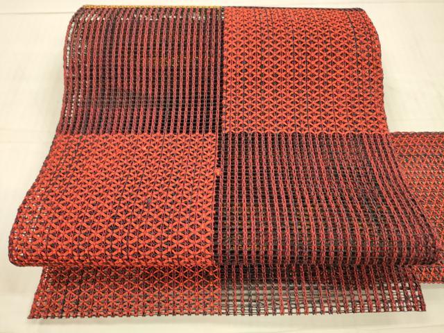 平和屋着物＊夏物　八寸名古屋帯　市松文様　正絹　逸品　DAAX0459cm