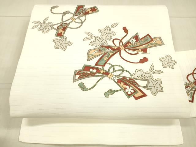 平和屋着物＊夏物　九寸名古屋帯　束ね熨斗草花文　金彩　DAAX0460cm