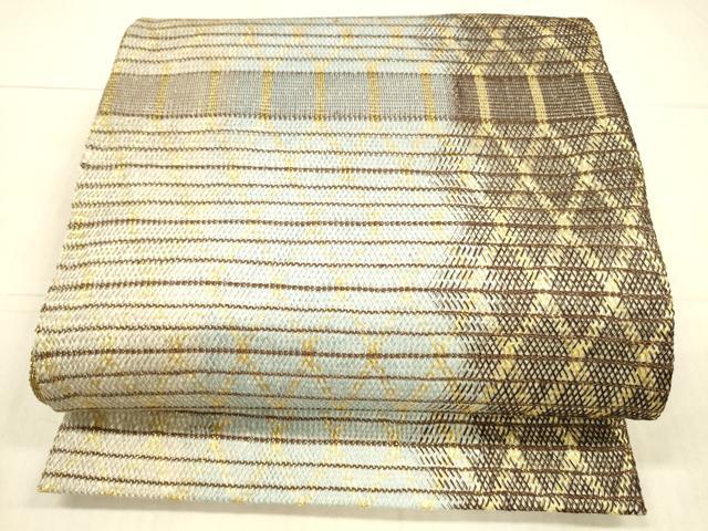 平和屋着物＊夏物　太鼓柄袋帯　横段抽象文　金糸　正絹　逸品　DAAX0461cm