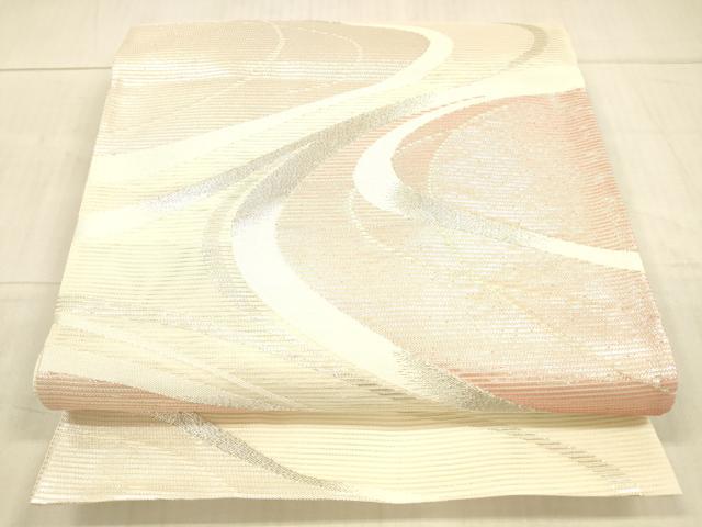 平和屋着物＊夏物　六通柄袋帯　流水文　銀糸　正絹　逸品　DAAX0474cm