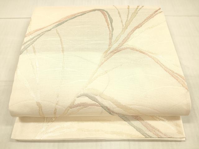 平和屋着物＊夏物　六通柄袋帯　草葉文　金糸　正絹　逸品　DAAX0475cm