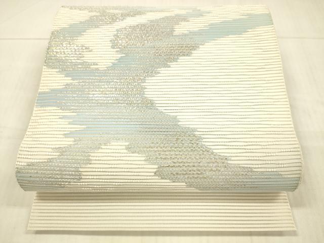 平和屋着物＊夏物　絽綴れ　八寸名古屋帯　抽象文様　金銀糸　正絹　逸品　DAAX0487cm