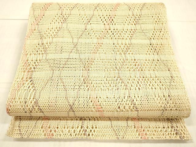 平和屋着物＊夏物　八寸名古屋帯　抽象文様　金糸　正絹　逸品　DAAX0490cm