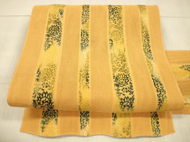 平和屋着物＊夏物　本場筑前博多織　八寸名古屋帯　草葉間道　正絹　逸品　DAAX0495cm