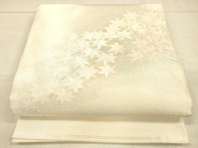 平和屋着物＊夏物　太鼓柄袋帯　枝葉文　金銀糸　正絹　逸品　DAAX0497cm