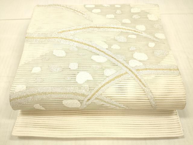 平和屋着物＊夏物　絽綴れ　太鼓柄　京袋帯　流水草葉文　金銀糸　正絹　逸品　DAAX0512cm