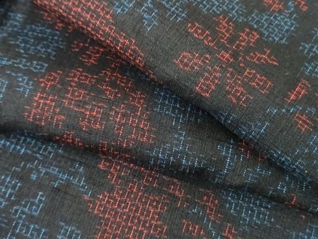 平和屋着物●結城紬　80亀甲　草花文　正絹　逸品　未使用　DAAX1243op