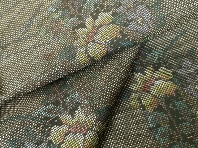 平和屋着物●本場大島紬　9マルキ　草花文　正絹　逸品　未使用　DAAX1281op