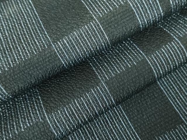 平和屋着物●本塩沢　変わり格子　正絹　逸品　DAAX1397op