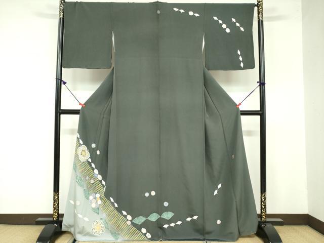 平和屋着物●本加賀友禅作家　菊田宏幸　訪問着　松葉花文　正絹　逸品　DAAX1514op