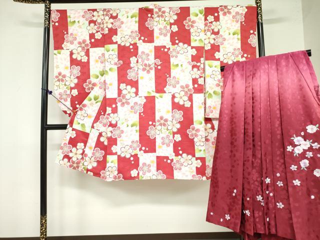 平和屋着物●H・L（アッシュエル）　HENRI-LUC CHAPUIS　小振袖　二尺袖　行灯袴セット　舞花文　金彩　洗える着物　DAAX1516op