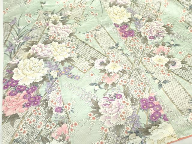 平和屋着物●創業460年・千總　小紋　草花文　牡丹　金彩　西武百貨店扱い　正絹　逸品　DAAX1525op