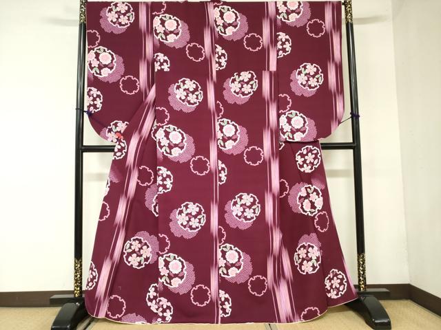 平和屋着物●小振袖　二尺袖　雪輪花文　洗える着物　DAAX1539op