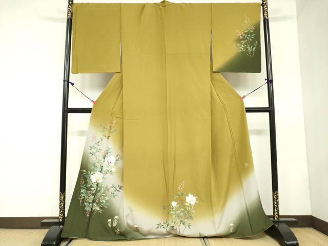 平和屋着物●訪問着　作家物　草花文　暈し染め　金彩　正絹　逸品　DAAX1547op