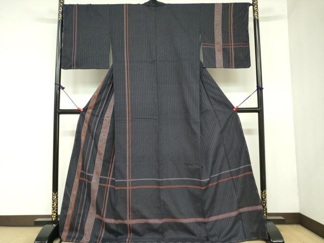 平和屋着物●訪問着　紬地　花唐草間道　金通し地　ロング丈　正絹　逸品　未使用　DAAX1550op