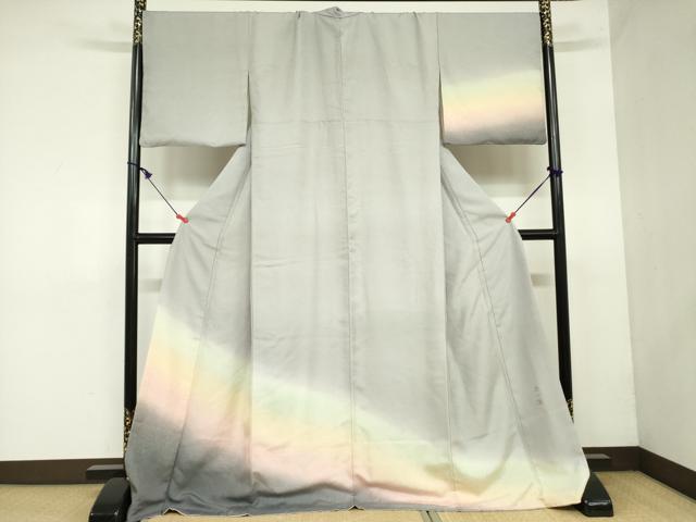 平和屋着物●訪問着　霞文　草花地紋　暈し染め　ロング丈　正絹　逸品　DAAX1553op