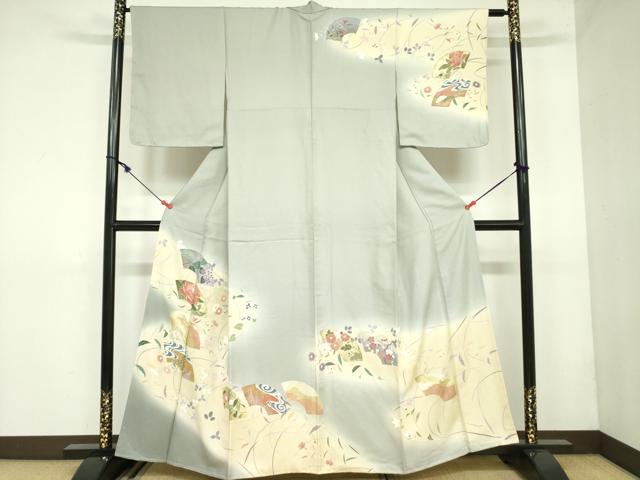 平和屋着物●訪問着　地紙花文　暈し染め　金彩　正絹　逸品　未使用　DAAX1556op