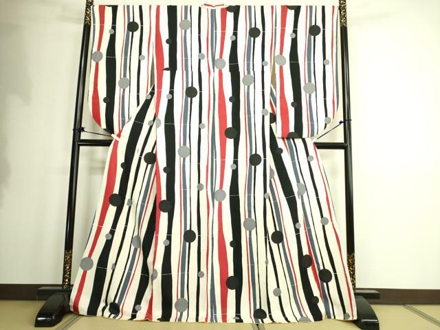 平和屋着物●小振袖　二尺袖　抽象間道　洗える着物　DAAX1937op