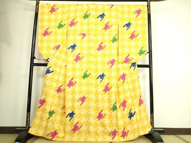 平和屋着物●小振袖　二尺袖　千鳥格子　洗える着物　DAAX1948op