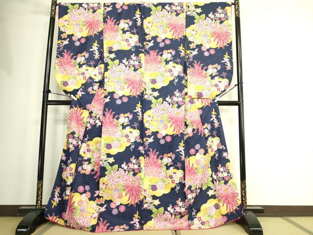 平和屋着物●小振袖　二尺袖　乱菊　橘　洗える着物　DAAX1969op