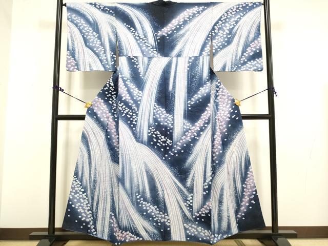 平和屋着物●越後十日町の一流染匠　桐屋・翠山工房　訪問着　絞り　流水花文　暈し染め　金彩　銀通し地　正絹　逸品　DAAX2522du