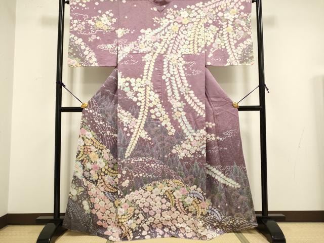 平和屋着物●訪問着　絞り　辻が花　金通し地　正絹　逸品　DAAX2544du