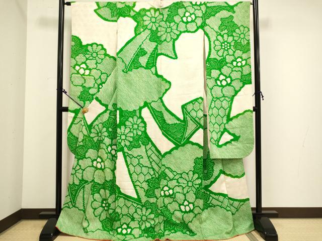 平和屋着物●豪華振袖　総絞り　草花文　ロング丈　正絹　逸品　DAAX2768du