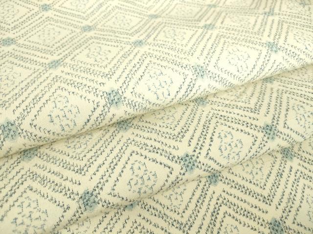 平和屋着物▽薩摩結城　単衣　菱文　正絹　逸品　DAAX3005az