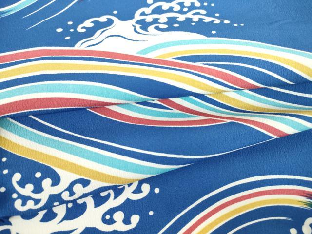 平和屋着物▽小紋　単衣　立波文　洗える着物　DAAX3007az