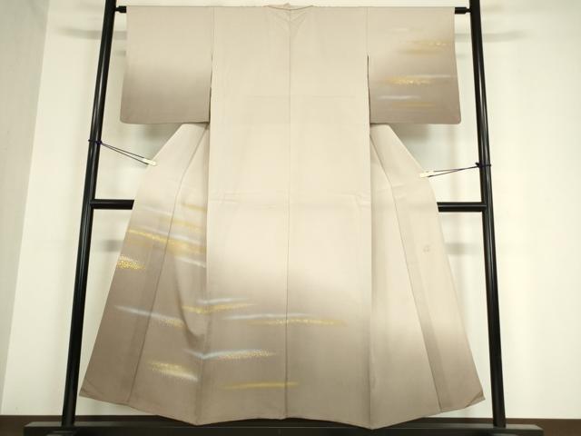 平和屋着物▽人間国宝　福田喜三郎　訪問着　単衣　霞文　金銀彩　正絹　逸品　DAAX3029az