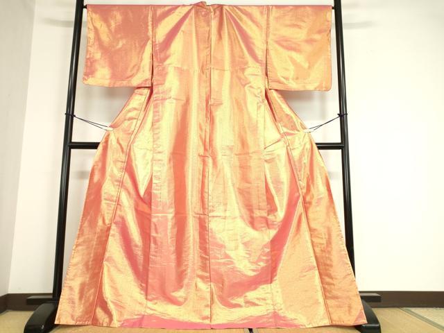 平和屋着物▽小紋　単衣　霞文　金糸　洗える着物　DAAX3055az