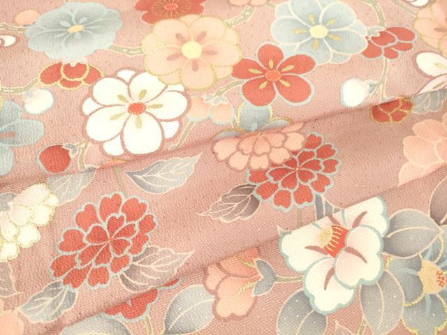 平和屋着物▽創業460年・千總　小紋　単衣　梅牡丹文　金彩　伊勢丹扱い　正絹　逸品　未使用　DAAX3070az