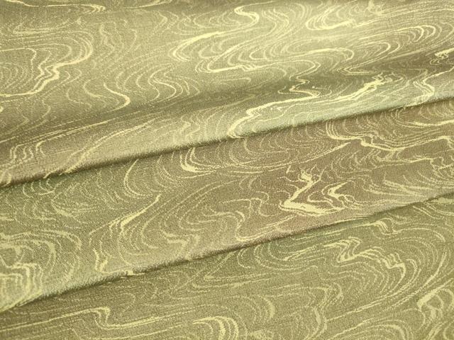 平和屋着物▽上質なお召　単衣　流水文　正絹　逸品　DAAX3073az