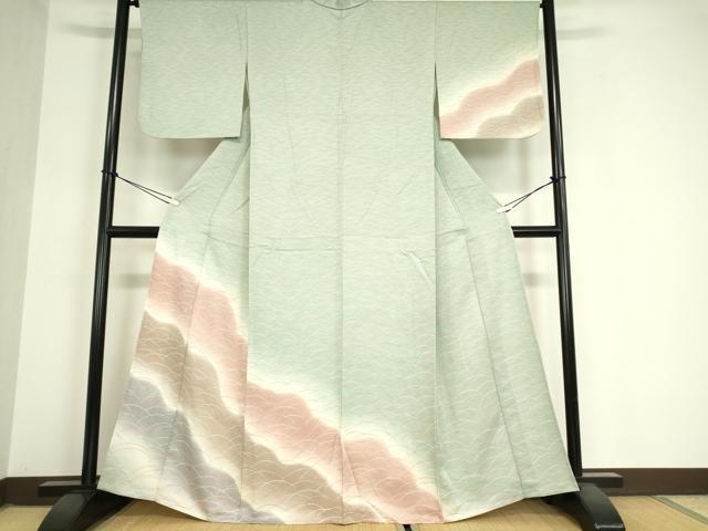 平和屋着物▽訪問着　単衣　芝文　暈し染め　正絹　逸品　DAAX3076az