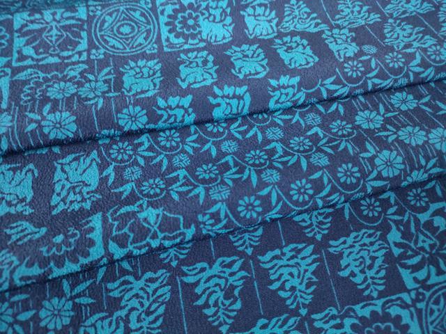 平和屋着物▽小紋　単衣　名物裂　洗える着物　DAAX3092az