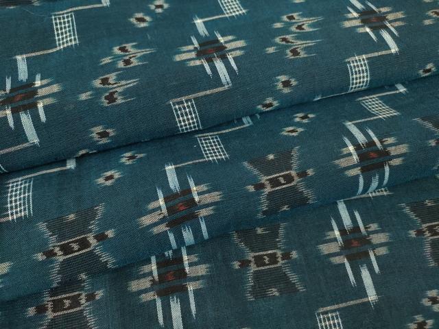 平和屋着物▽綿琉球　単衣　琉球絣文様　綿　逸品　DAAX3126az