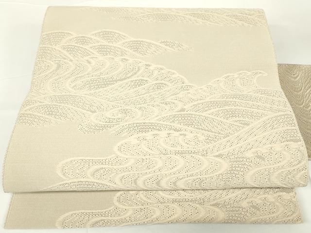 平和屋着物●綴れ　八寸名古屋帯　流水文　枯野色　正絹　逸品　DAAX3275az