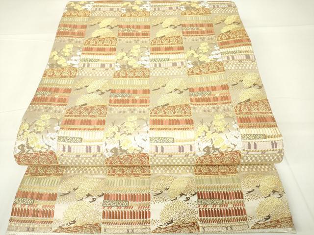 平和屋着物●織匠十一代目 篠屋宗兵衛 謹製　綴れ唐織　六通柄袋帯　鎧縅　金銀糸　正絹　逸品　DAAX3452az