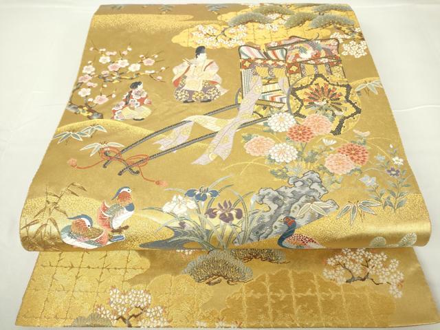 平和屋着物●西陣　長嶋成織物　ながしま帯　六通柄袋帯　唐織　本金箔　離宮泰平　瀞金錦　正絹　逸品　DAAX3548az